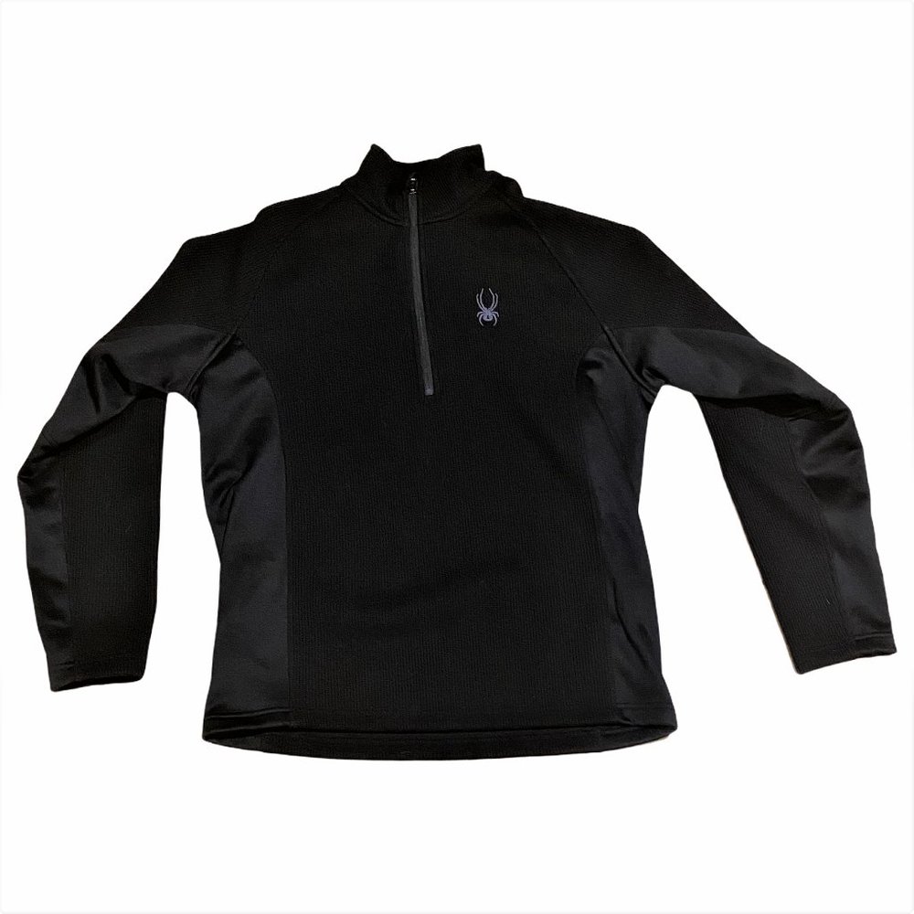 Mens Spyder Black 1/4 Zip Performance Pullover - Gem